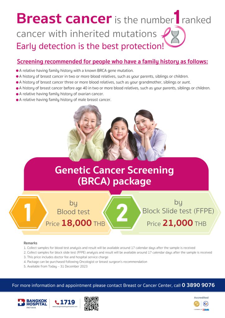 Genetic Cancer Screening (BRCA) package - Bangkok Hospital Pattaya